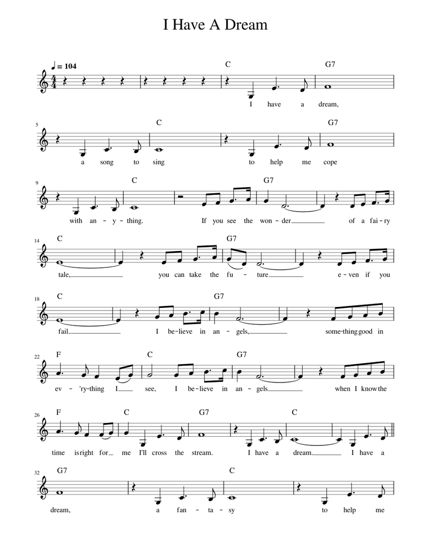 I Have A Dream Sheet music for Piano (Solo) Easy | Musescore.com
