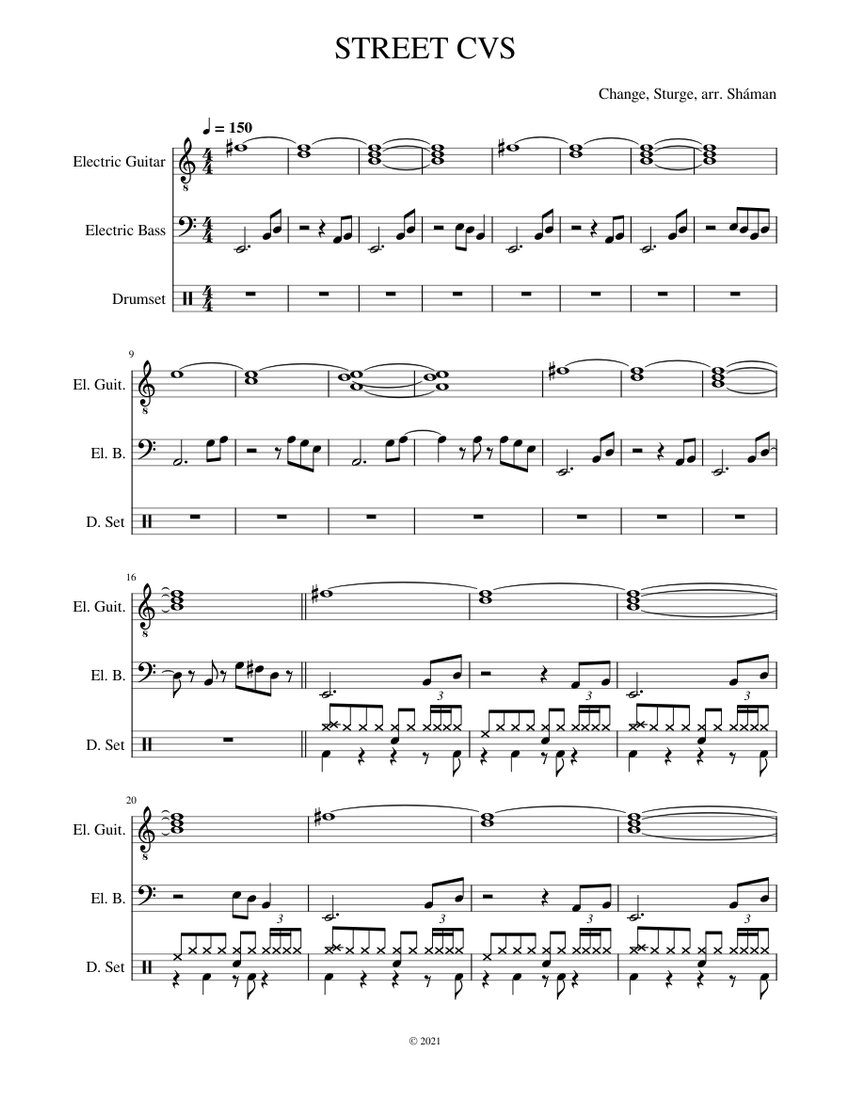 STREET CVS 2 Sheet music for Guitar, Bass guitar, Drum group (Mixed ...