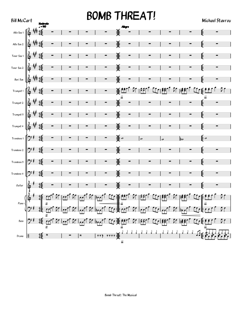 BOMB THREAT! Sheet music for Piano, Trombone, Saxophone alto, Saxophone ...