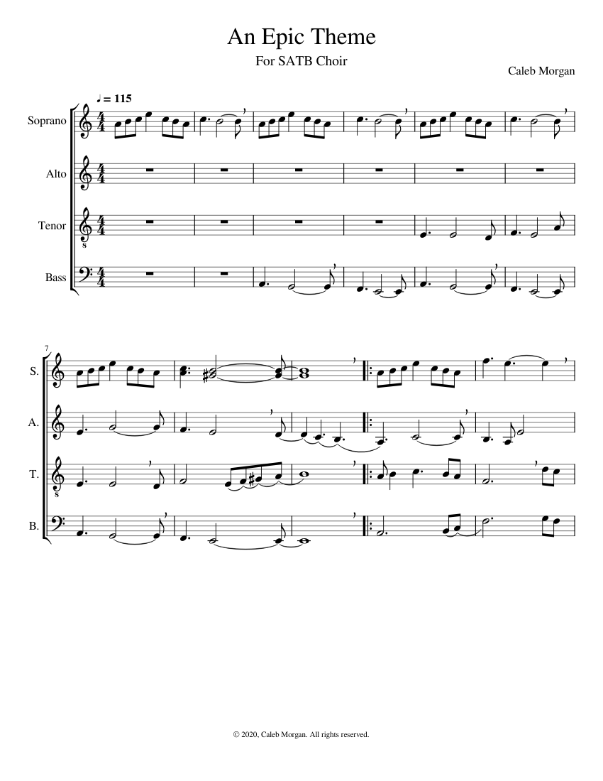 An Epic Theme For SATB Choir Sheet music for Soprano, Alto, Tenor, Bass ...
