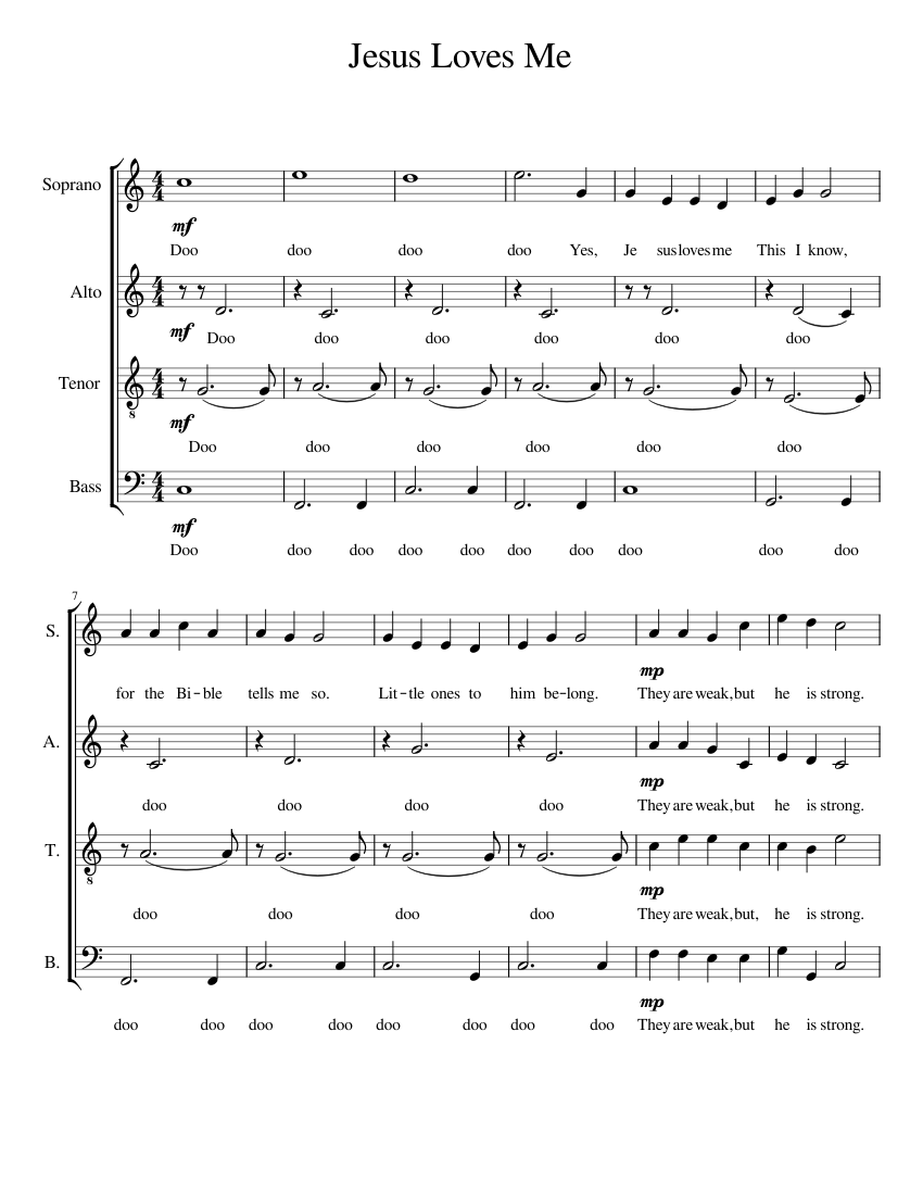 Jesus_Loves_Me Sheet music for Soprano, Alto, Tenor, Bass voice (Choral ...