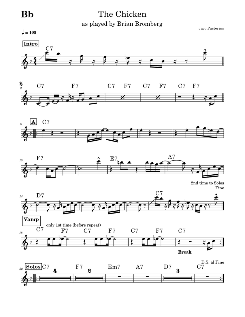 The Chicken – Jaco Pastorius Sheet music for Saxophone tenor (Solo ...