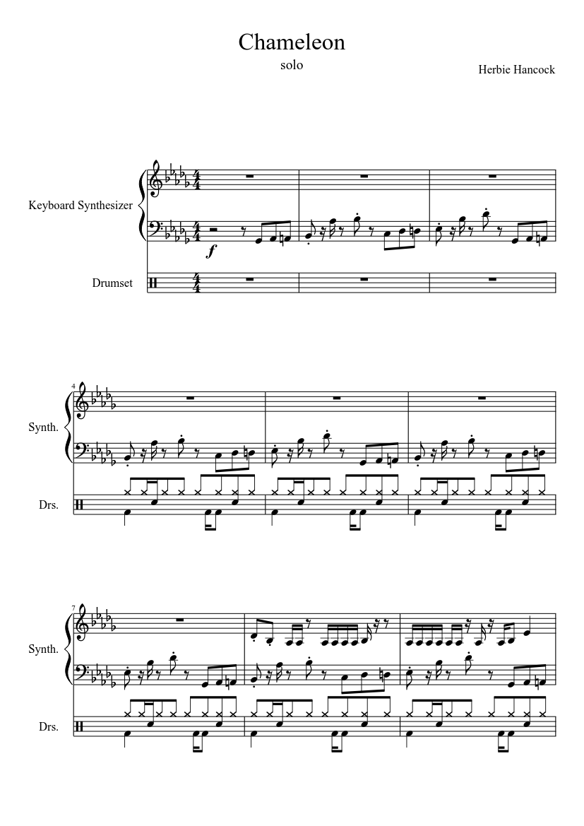 Chameleon Sheet music for Drum group, Synthesizer (Mixed Duet ...