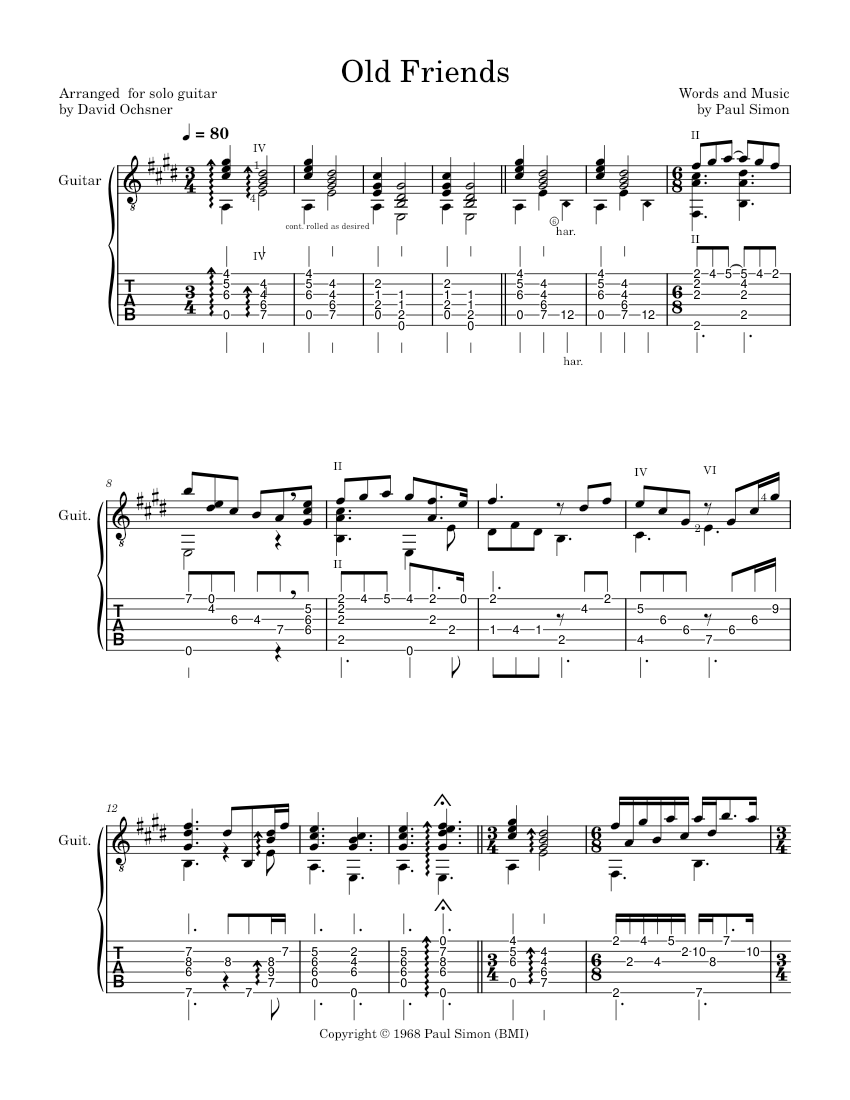 Old Friends / Bookends – Simon & Garfunkel Old Friends Sheet Music and ...