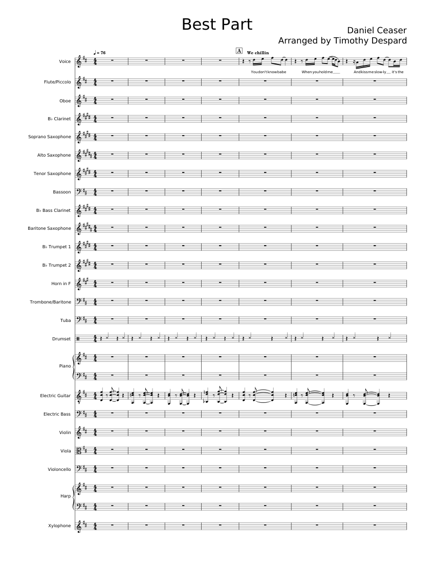 Best Part - Daniel Caesar Sheet music for Piano, Trombone, Cornet, Tuba ...