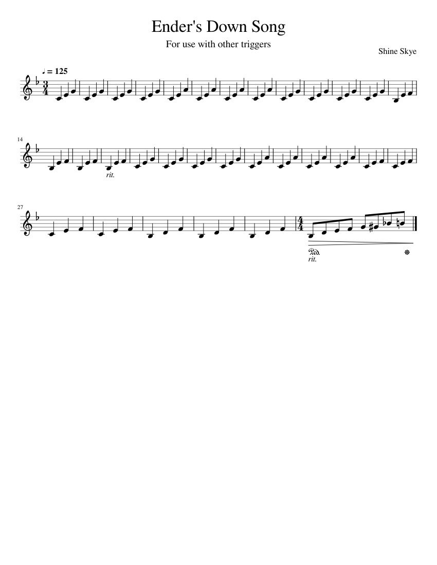 Ender's Down Song Sheet music for Piano (Solo) Easy | Musescore.com