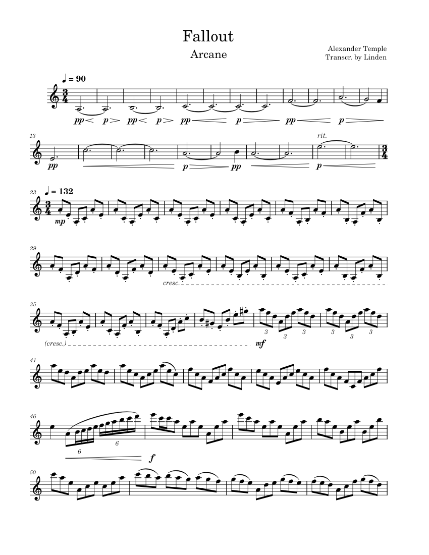Fallout - Arcane - Misc Computer Games (Violin) Sheet music for Violin ...