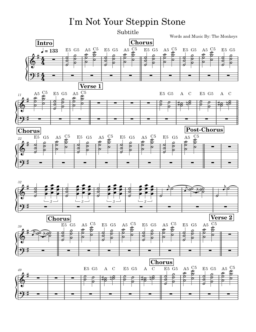 Steppin stone – The Monkees Sheet music for Piano (Solo) Easy ...