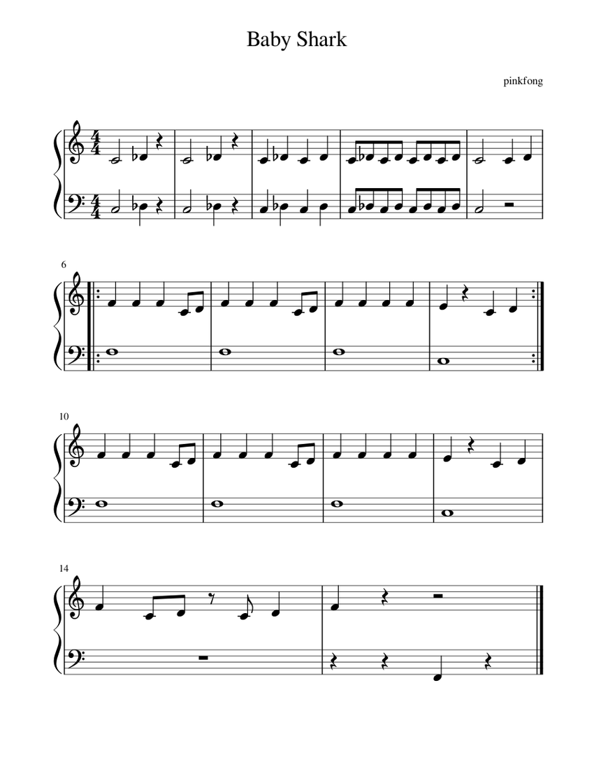 Baby Shark Sheet music for Piano (Solo) Easy | Musescore.com