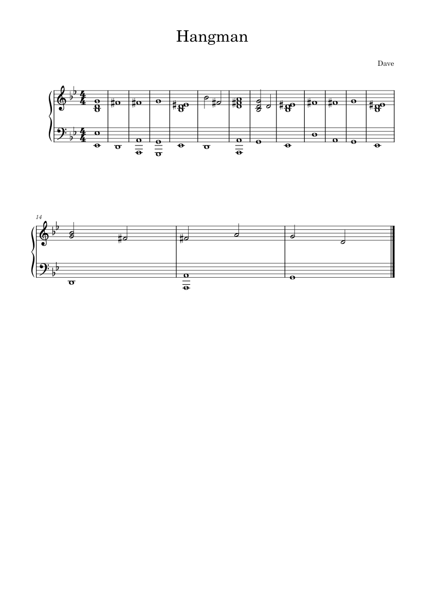 Hangman – Dave Transposed Sheet music for Piano (Solo) Easy | Musescore.com