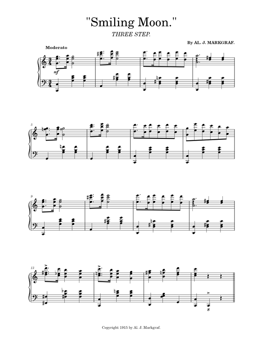 Smiling Moon (1915) Sheet music for Piano (Solo) | Musescore.com