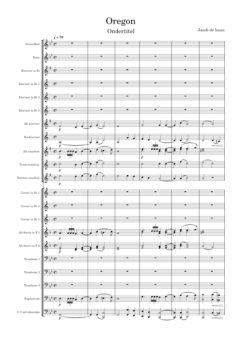 Oregon – Jacob De Haan Sheet Music for Trombone, Tuba, Flute, Oboe ...