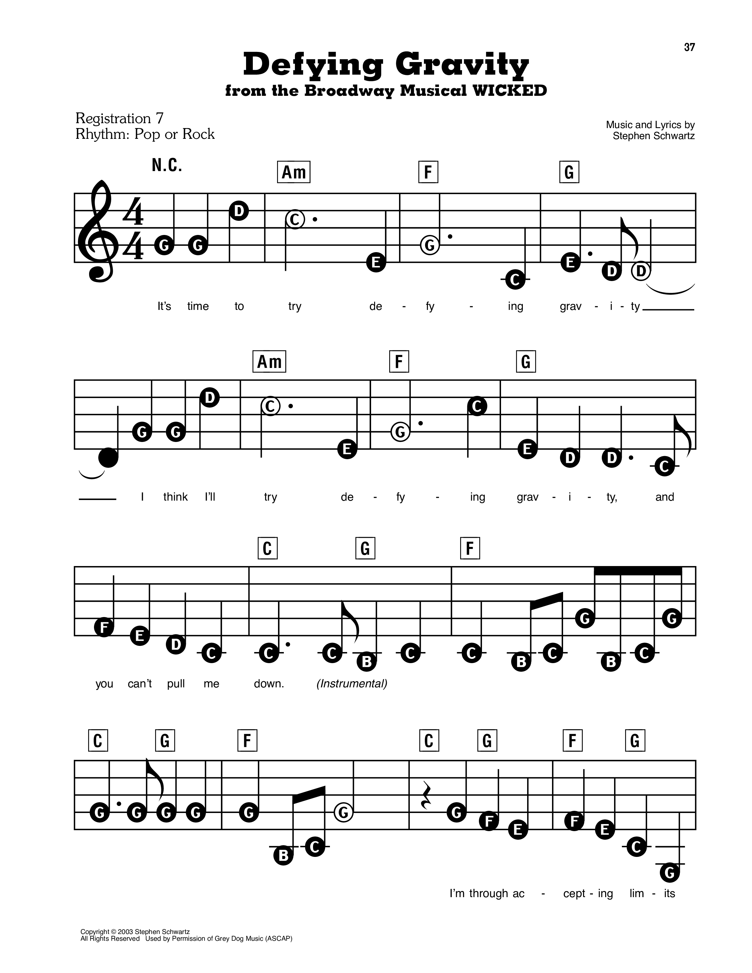 Play Official version of Defying Gravity (from Wicked) Sheet Music by ...