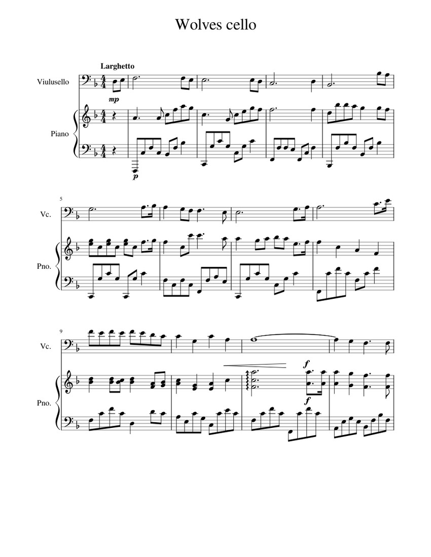 Wolves cello Sheet music for Piano, Cello (Solo) | Musescore.com
