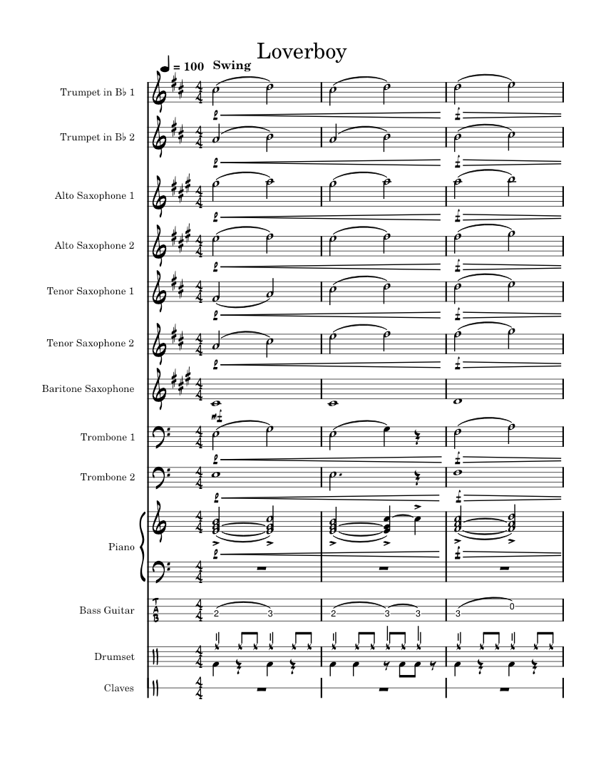 Loverboy – A-Wall (For Jazz Combo) Sheet music for Piano, Trombone ...
