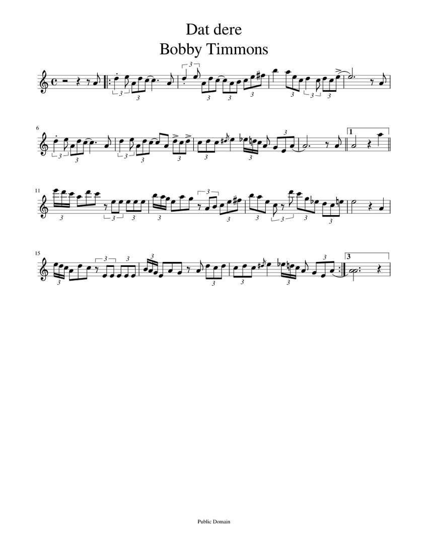 Dat Dere Bobby Timmons Sheet music for Piano (Solo) | Musescore.com