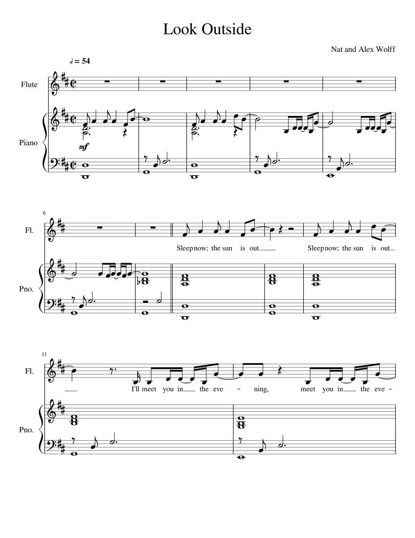 Look Outside Sheet Music for Piano, Flute (Solo) | MuseScore.com