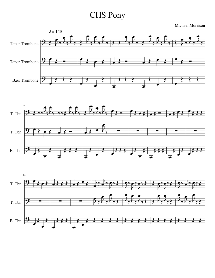 CHS Pony Sheet music for Trombone tenor, Trombone bass (Mixed Trio ...