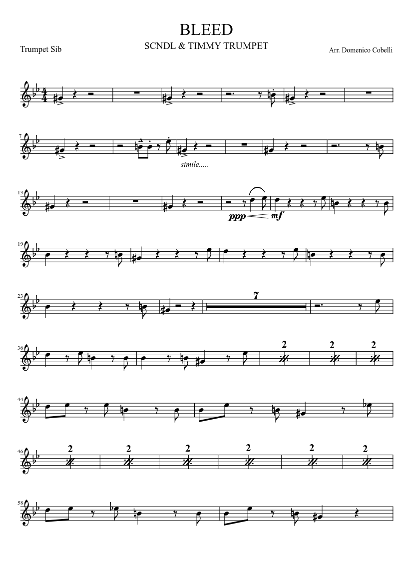 BLEED (Sib Trumpet) Sheet music for Cornet (Solo) | Musescore.com