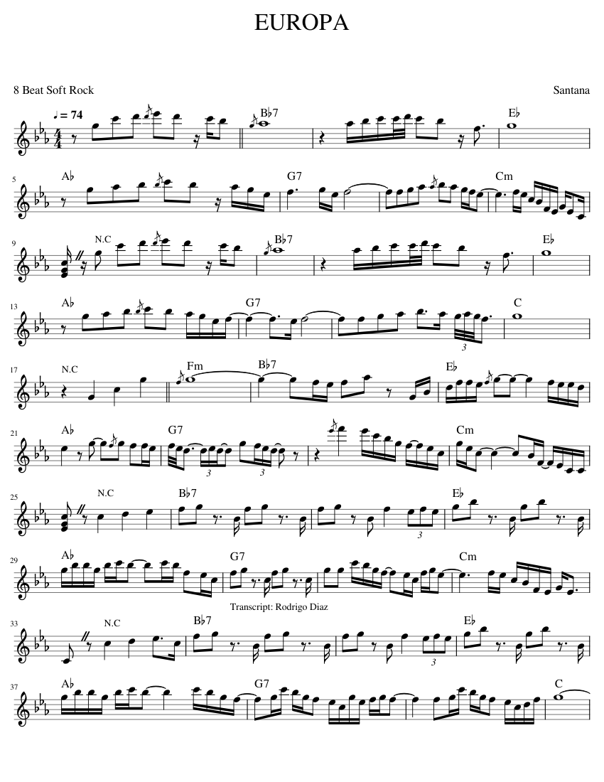 EUROPA Sheet Music with Chords for Piano (Solo) easy | MuseScore.com