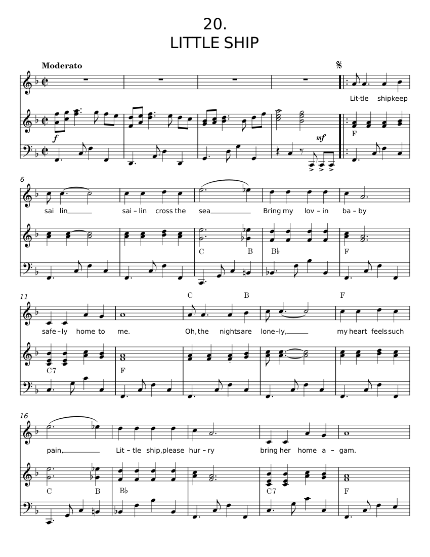 LITTLE SHIP Sheet music for Piano, Synthesizer (Mixed Trio) | Musescore.com