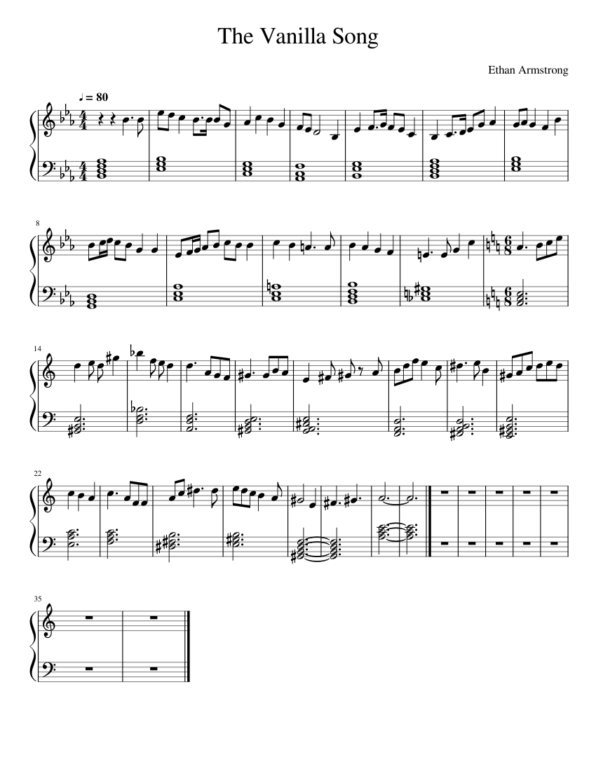 The_Vanilla_Song Sheet music for Piano (Solo) Easy | Musescore.com