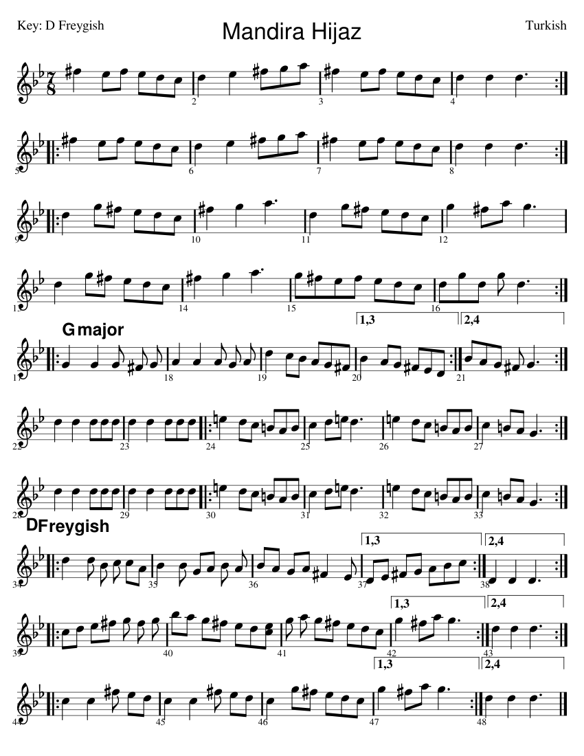 Mandira Hijaz Sheet music for Piano (Solo) | Musescore.com