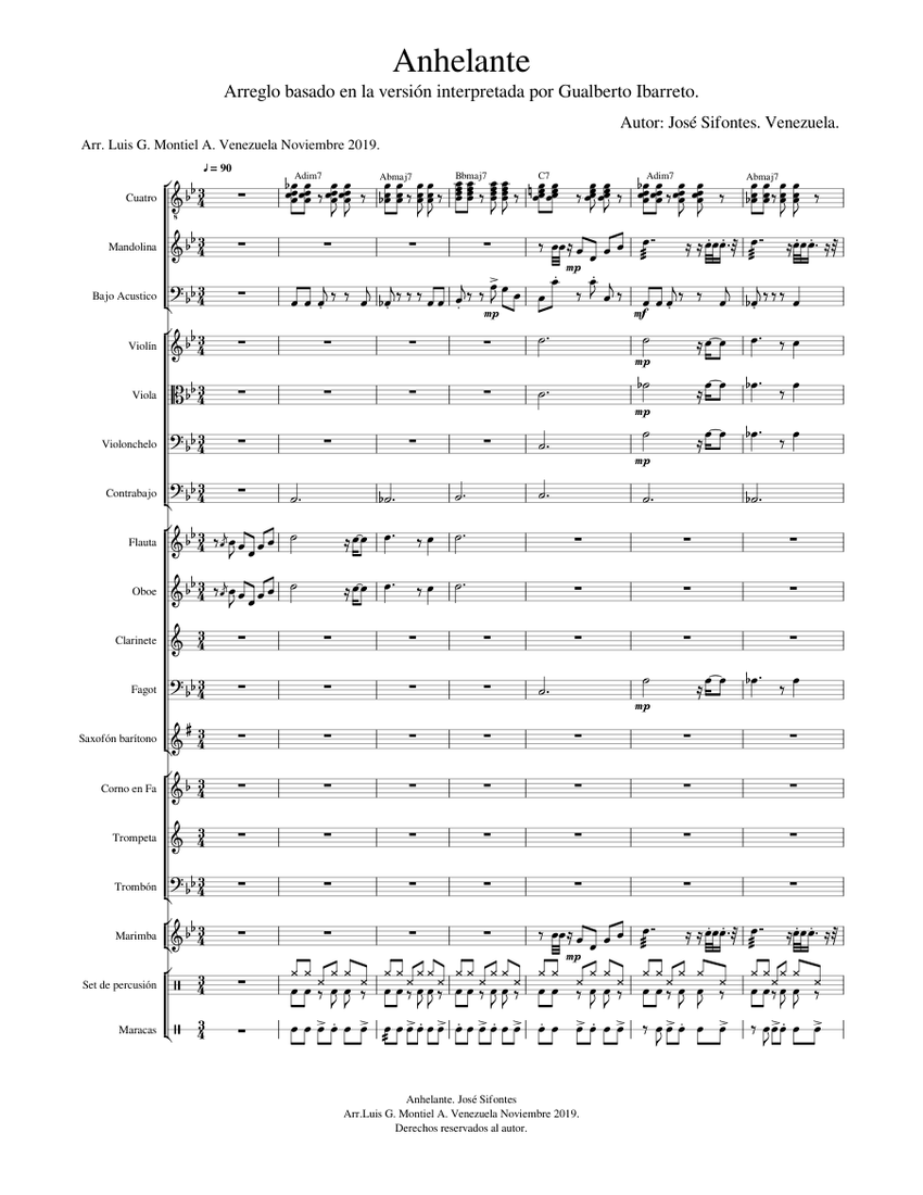 Anhelante. José Sifontes Sheet music for Trombone, Flute, Oboe, Bassoon ...