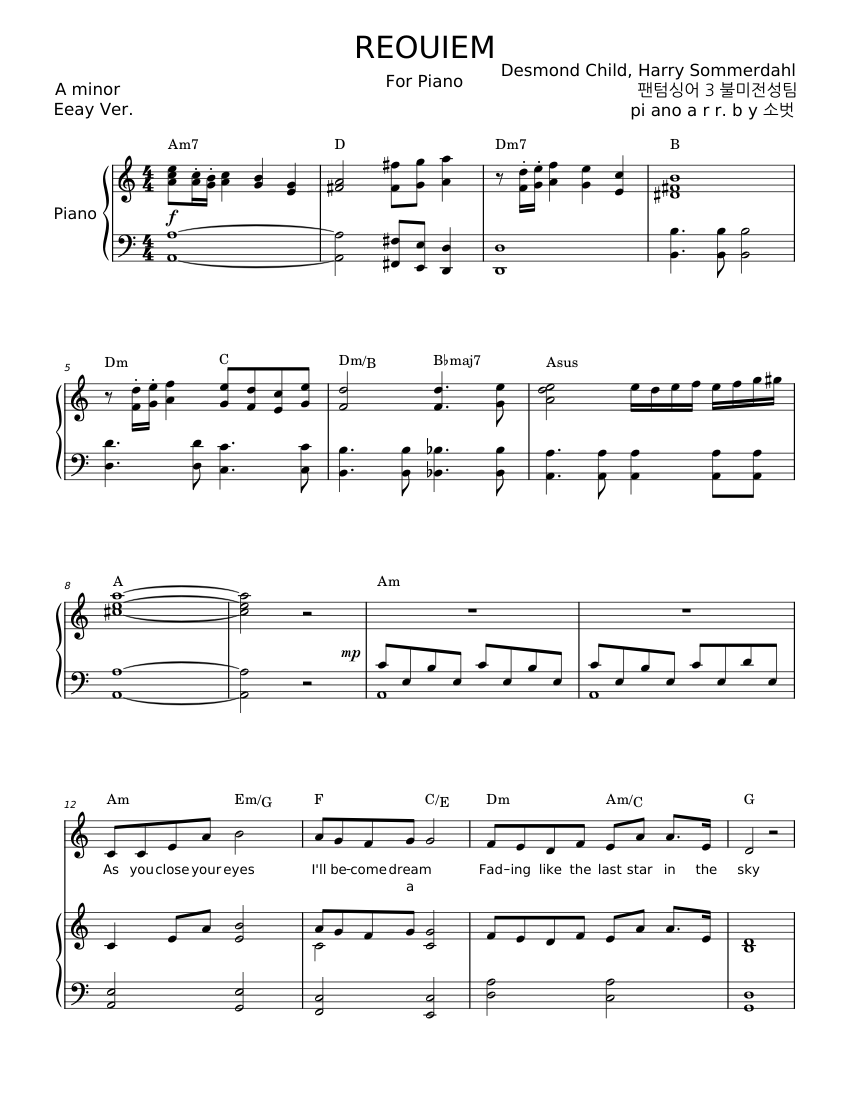 Requiem - Petra Berger Sheet music for Piano, Vocals (Piano-Voice ...