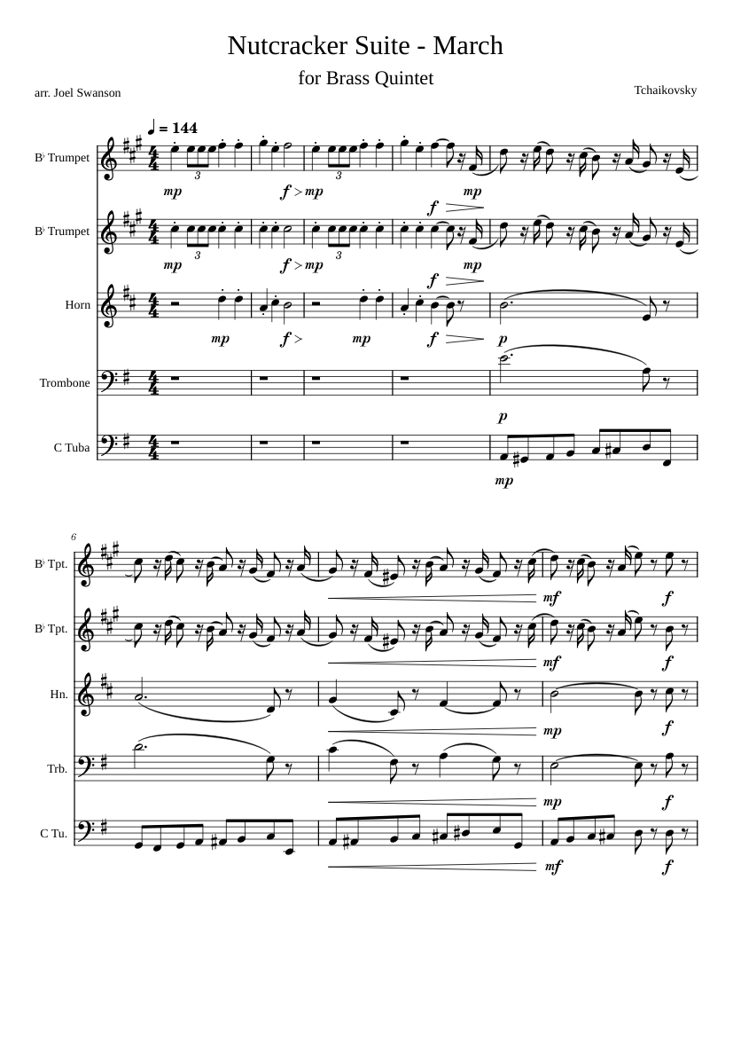 Nutcracker Suite March Sheet music for Trombone, Cornet, Tuba, French ...