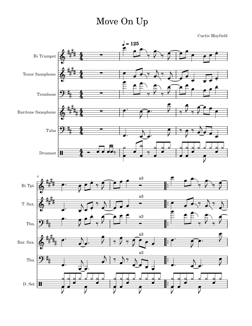 Move on up – Curtis Mayfield Sheet music for Trombone, Tuba, Saxophone ...