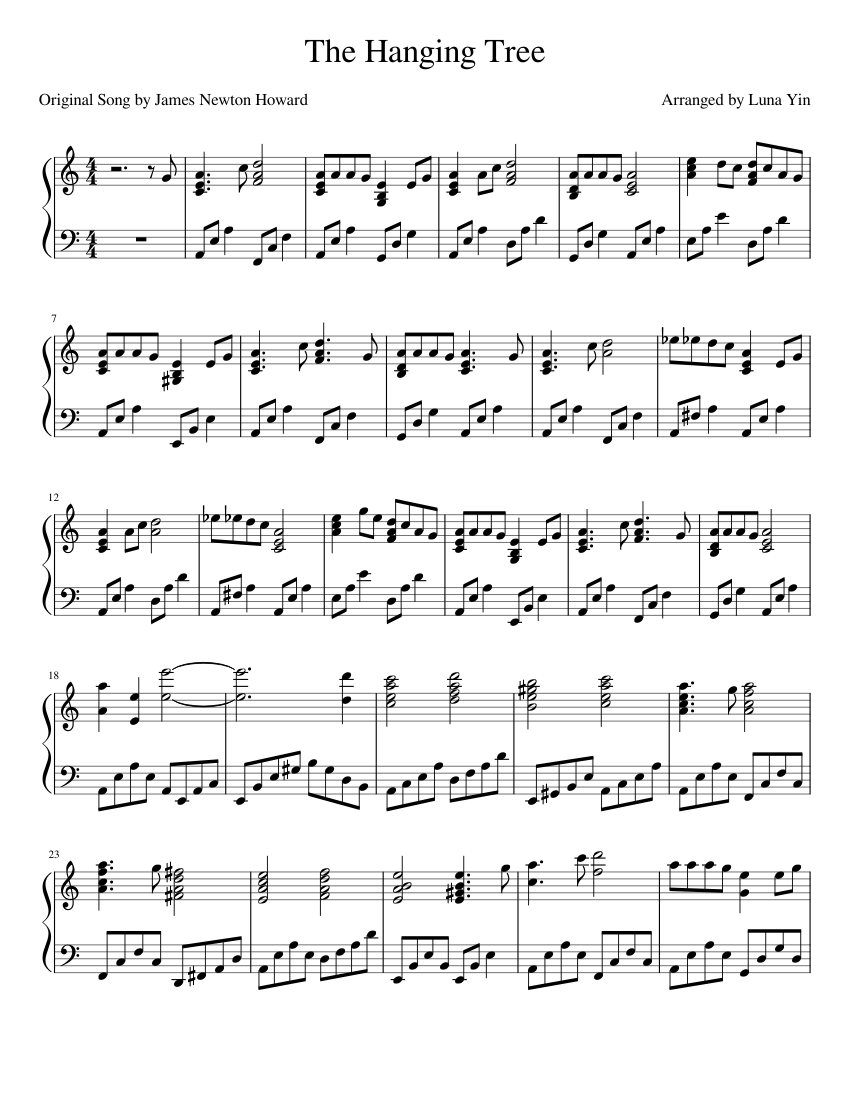 The Hanging Tree Sheet Music for Piano (Solo) easy | MuseScore.com