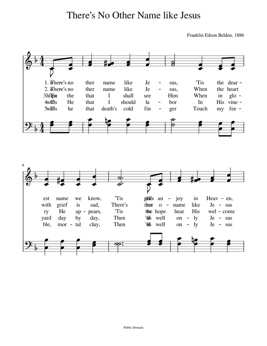 There's no other name like Jesus - F. E. Belden Sheet music for Piano ...