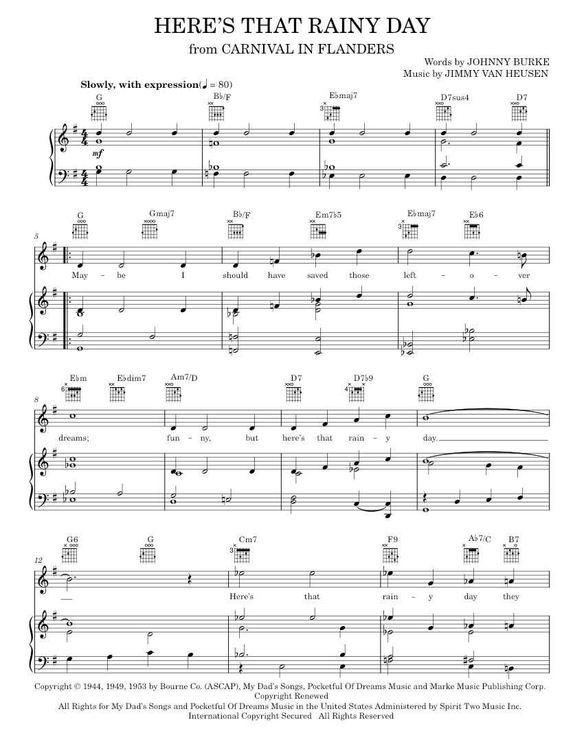 Play Official version of Here's That Rainy Day sheet music by Frank ...