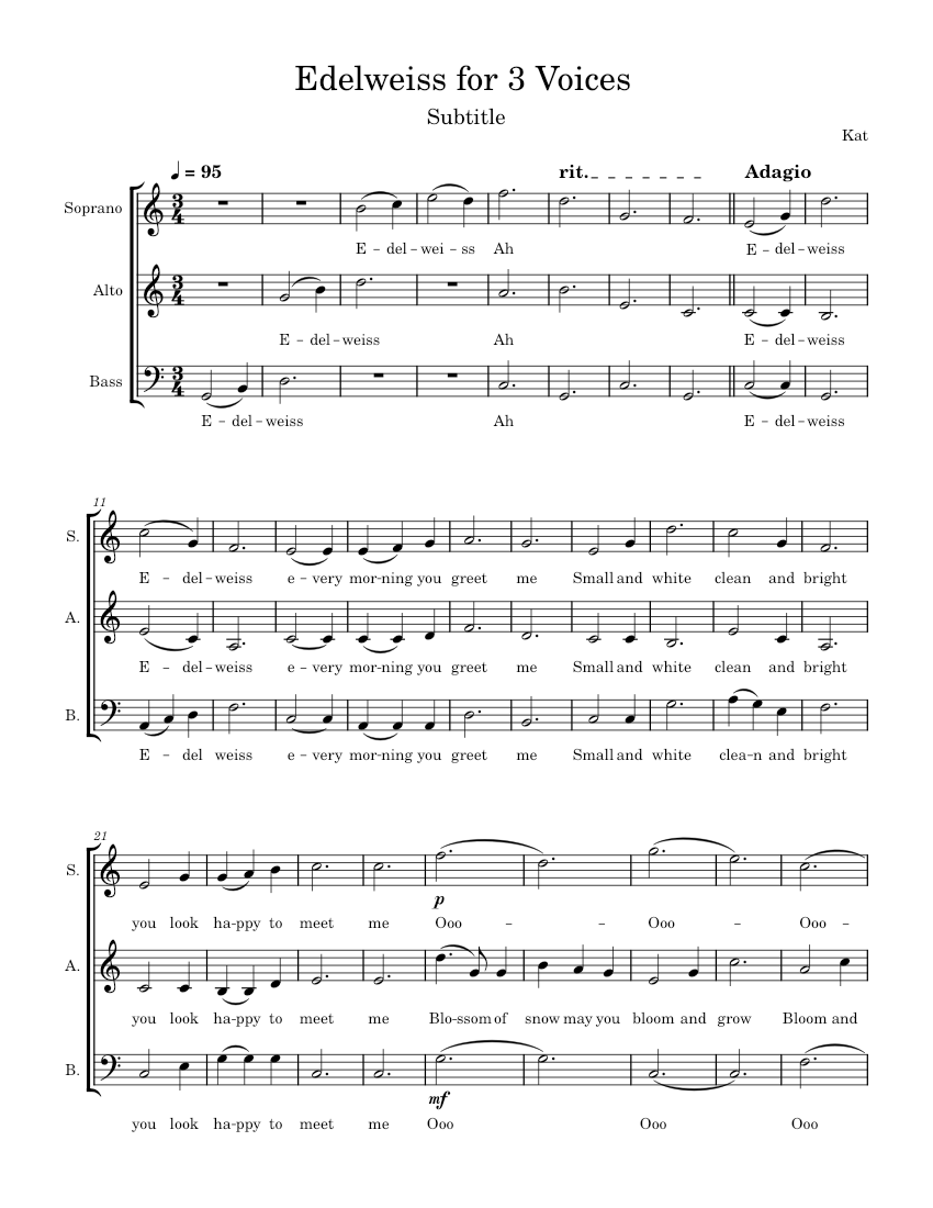 Edelweiss (from The Sound of Music) – Rodgers & Hammerstein Edelwiess ...