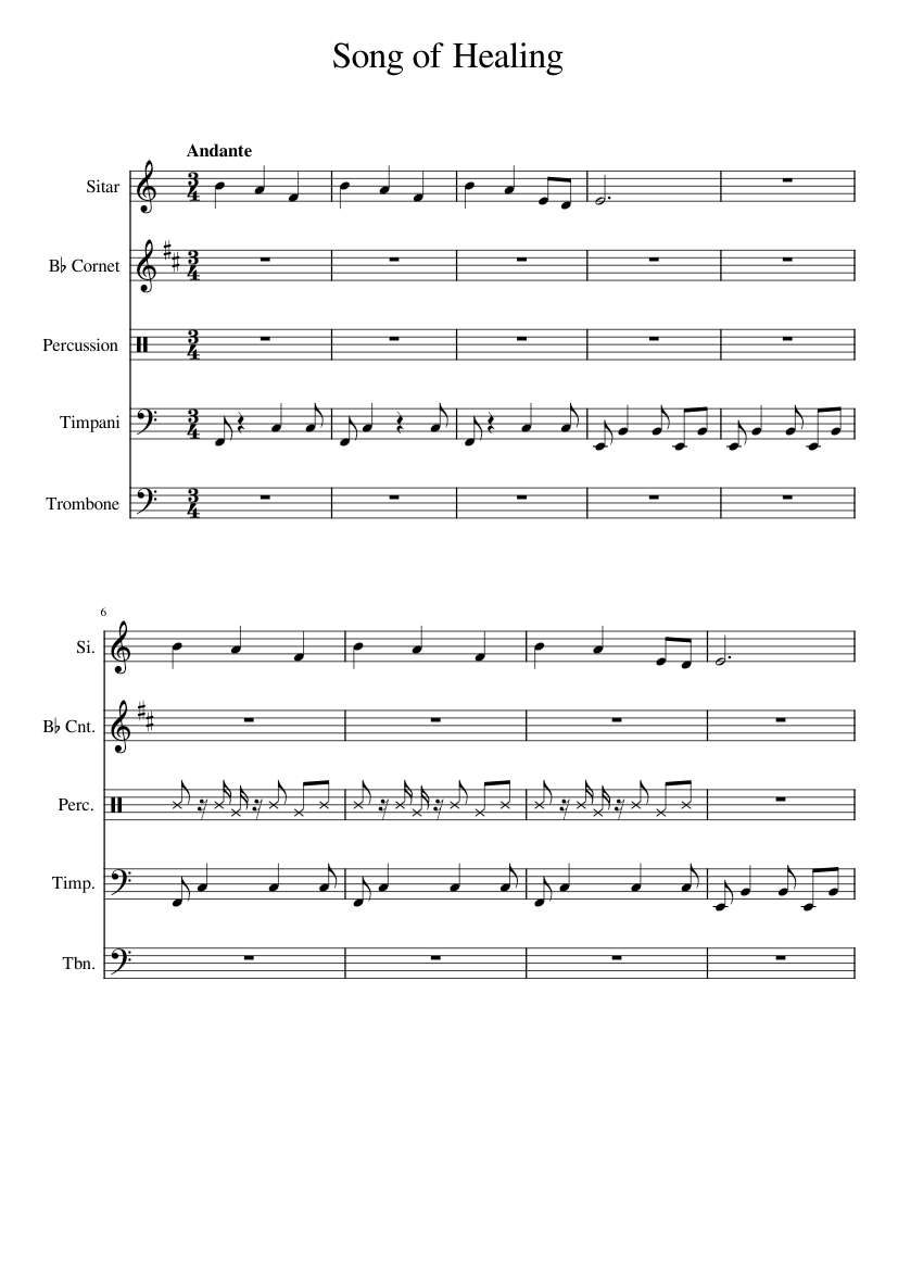 Song of Healing – Koji Kondo Song of Healing Sheet music for Trombone ...