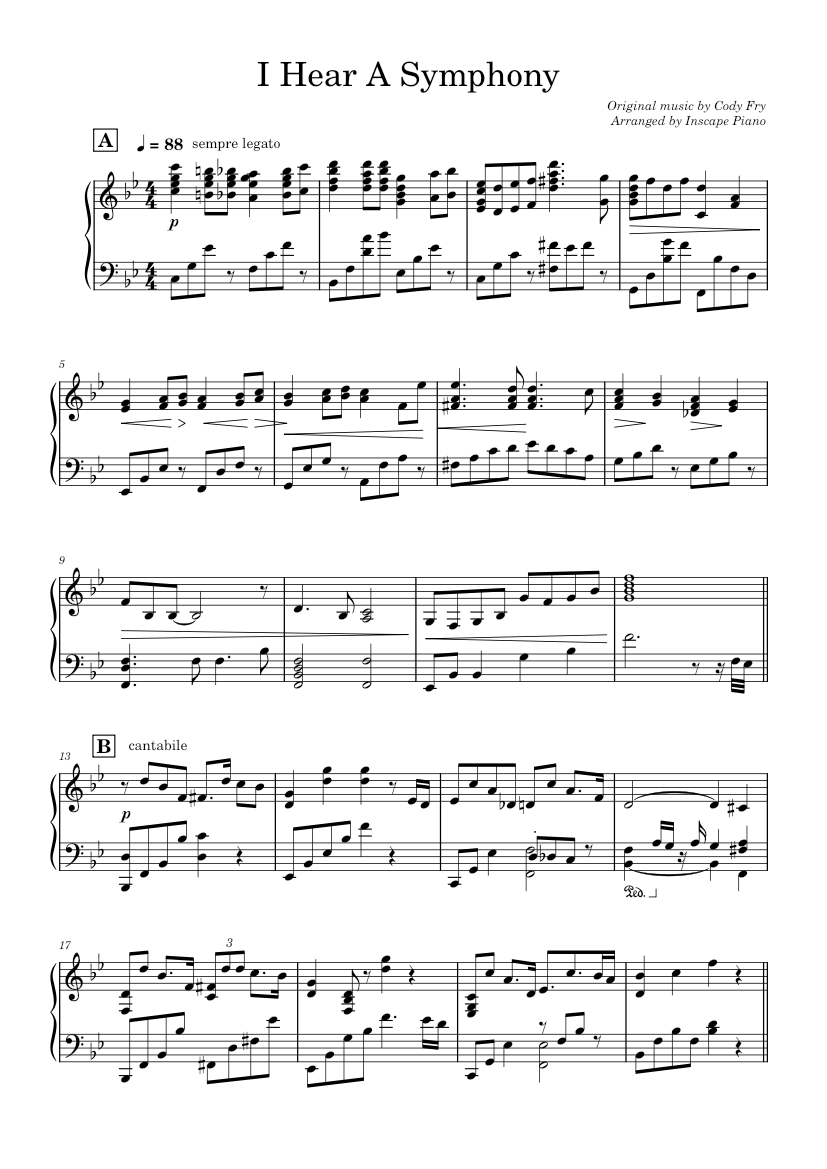 I Hear A Symphony – Cody Fry Sheet music for Piano (Solo) | Musescore.com