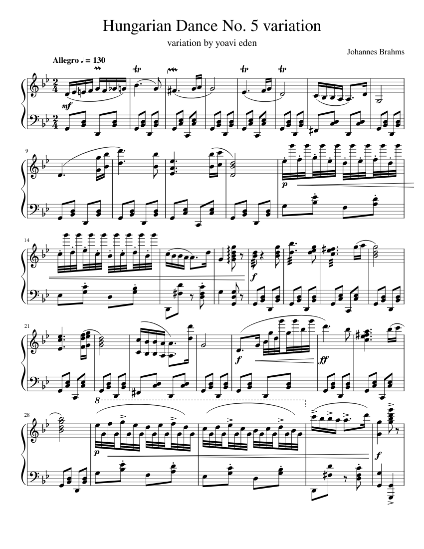 Hungarian_Dance_No._5_variation Sheet music for Piano (Solo ...