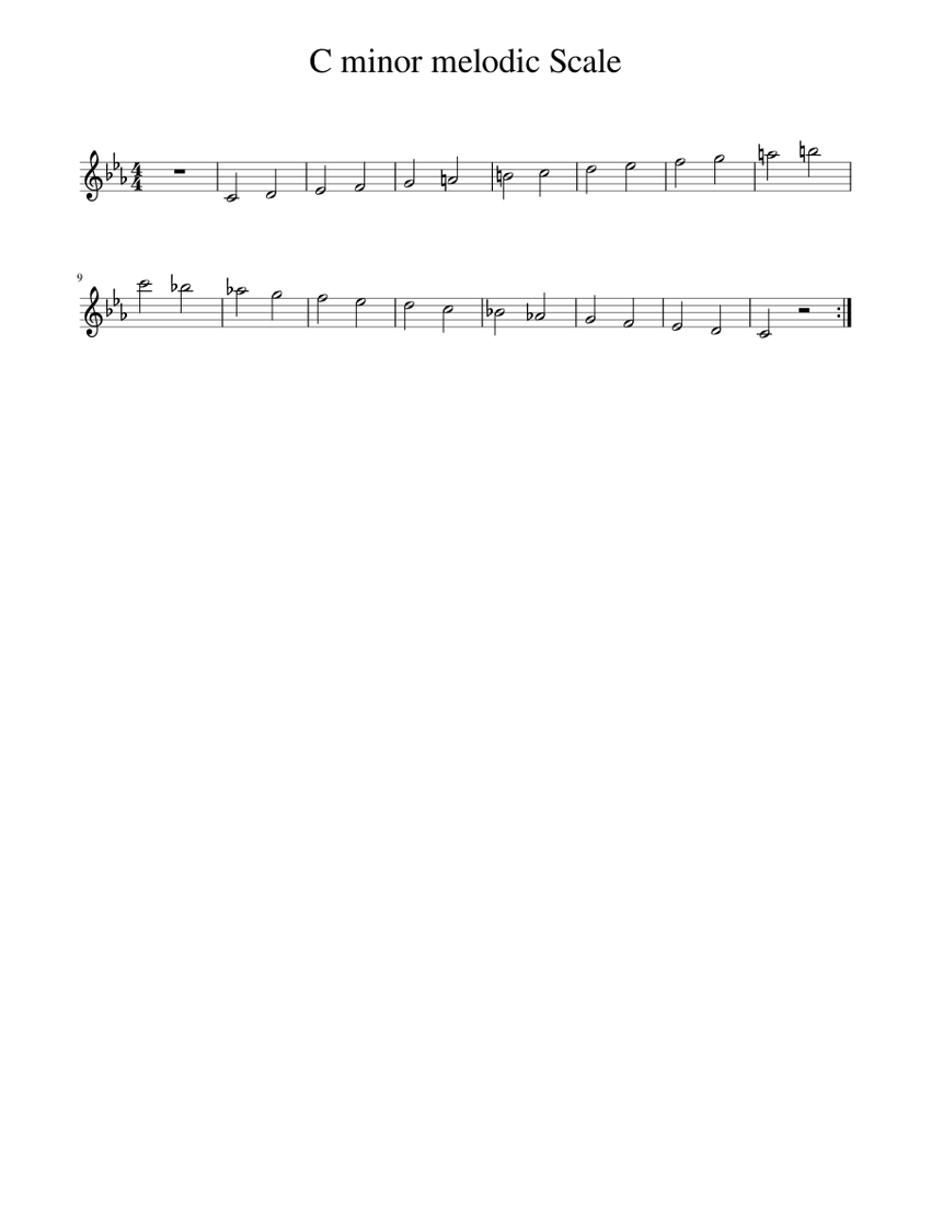 C minor melodic scale Sheet music for Piano (Solo) | Musescore.com