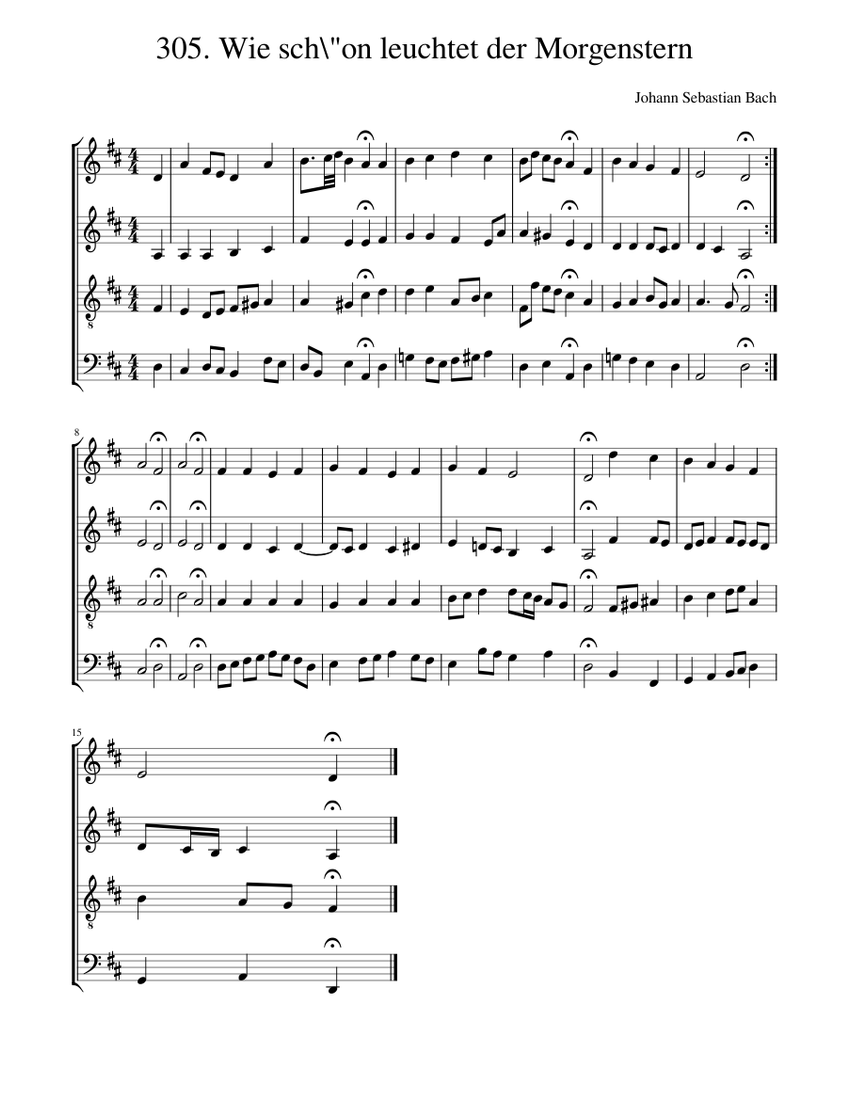 Johann Sebastian Bach - 305. Wie sch\"on leuchtet der Morgenstern Sheet ...