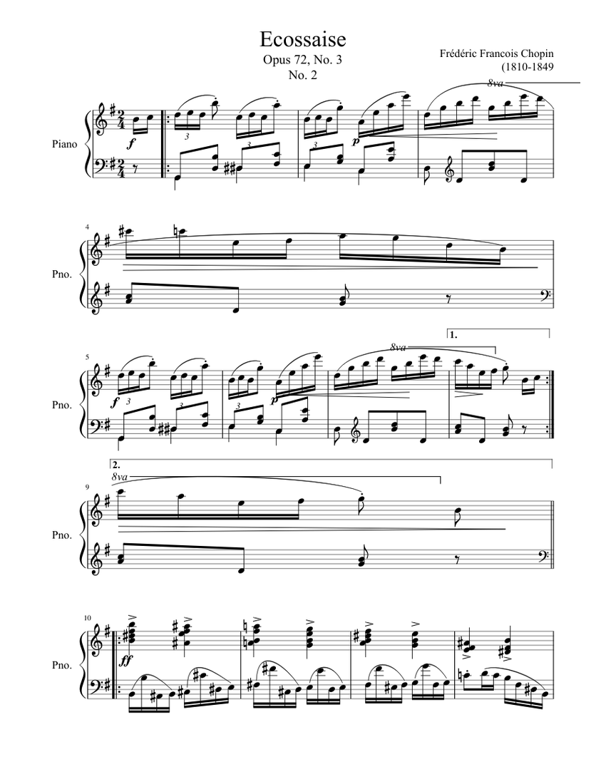 Ecossaise - Chopin Sheet music for Piano (Solo) | Musescore.com