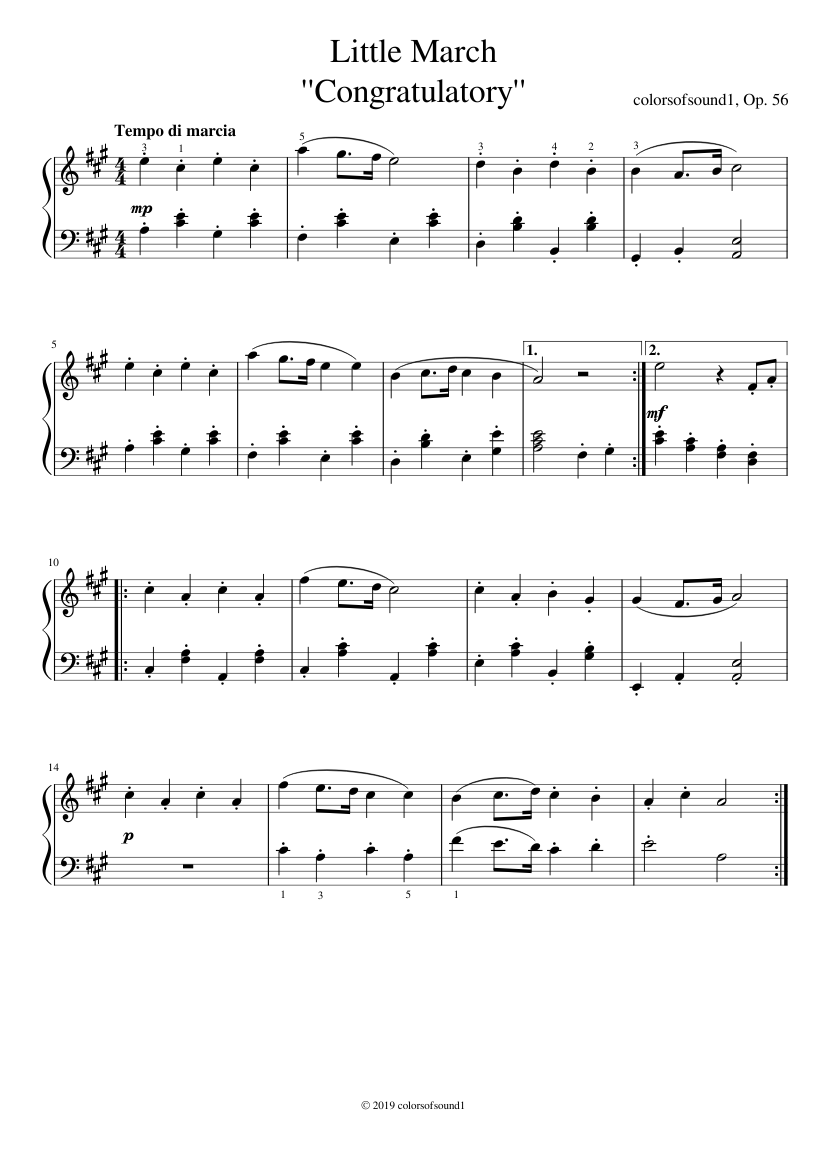 Little march ''Congratulatory'' - Op. 56 Sheet music for Piano (Solo ...