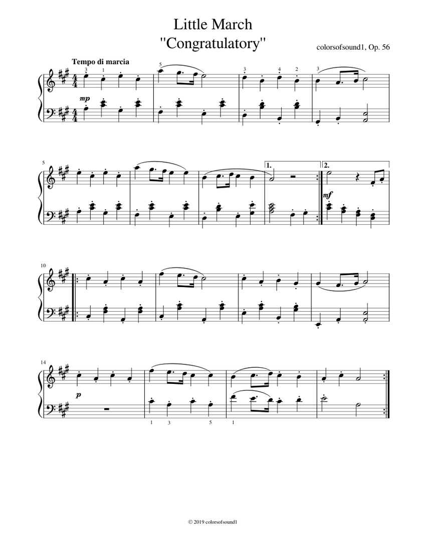 Little march ''Congratulatory'' - Op. 56 Sheet music for Piano (Solo ...