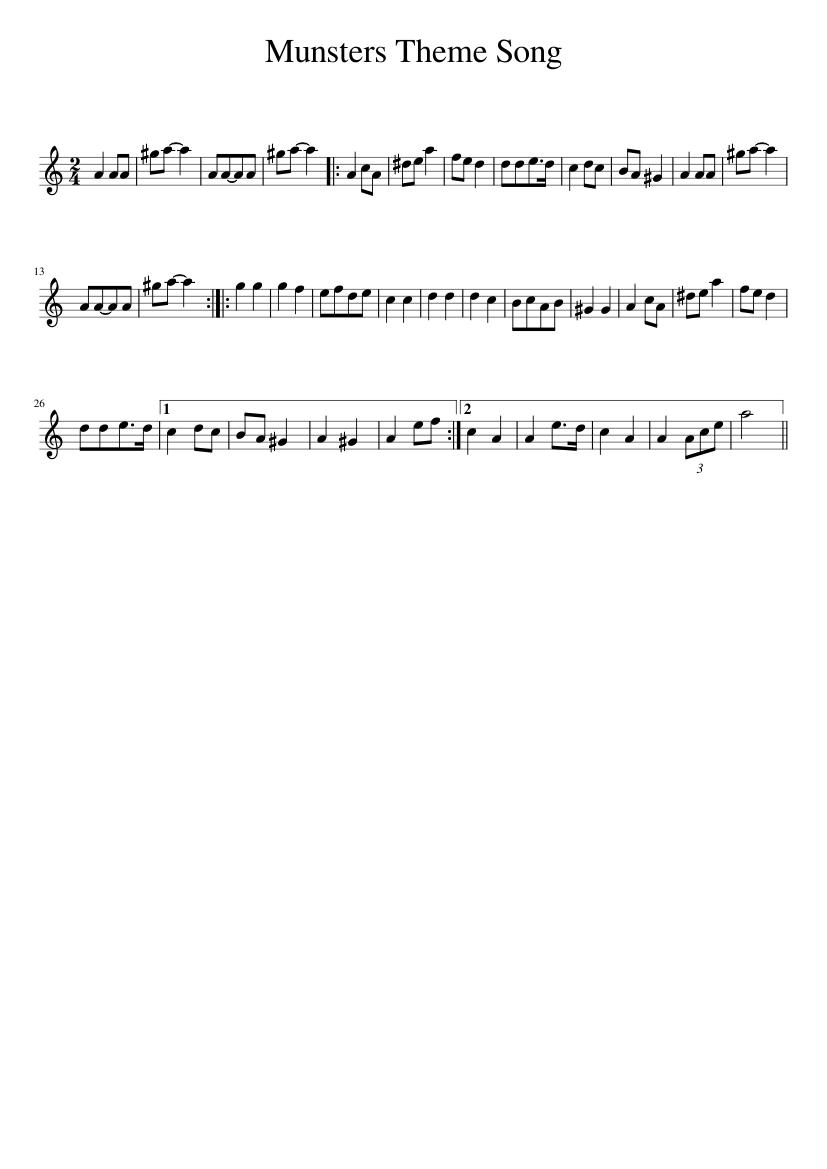 Munsters Theme Song Sheet music for Piano (Solo) Easy | Musescore.com