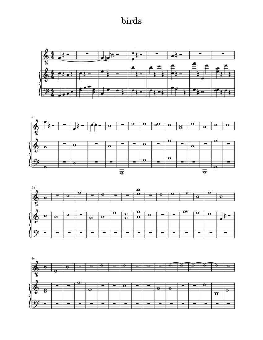 birds Sheet music for Piano, Vocals (Piano-Voice) | Musescore.com