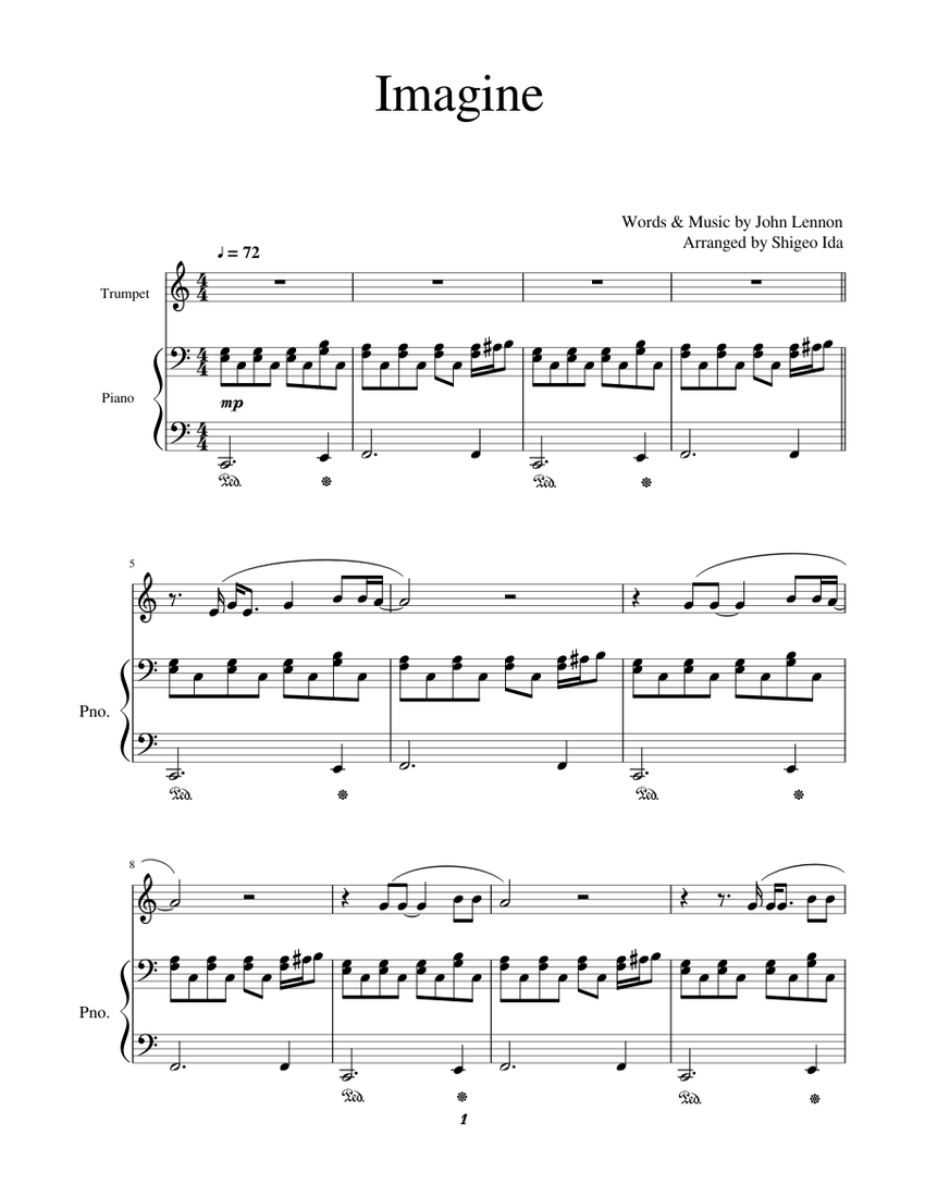 Imagine Sheet music for Piano, Flute (Solo) | Musescore.com