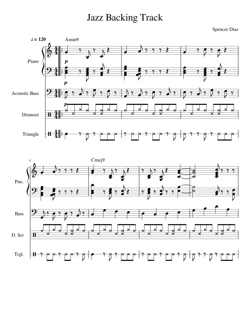 Jazz Backing Track Sheet music for Piano, Bass guitar, Drum group ...