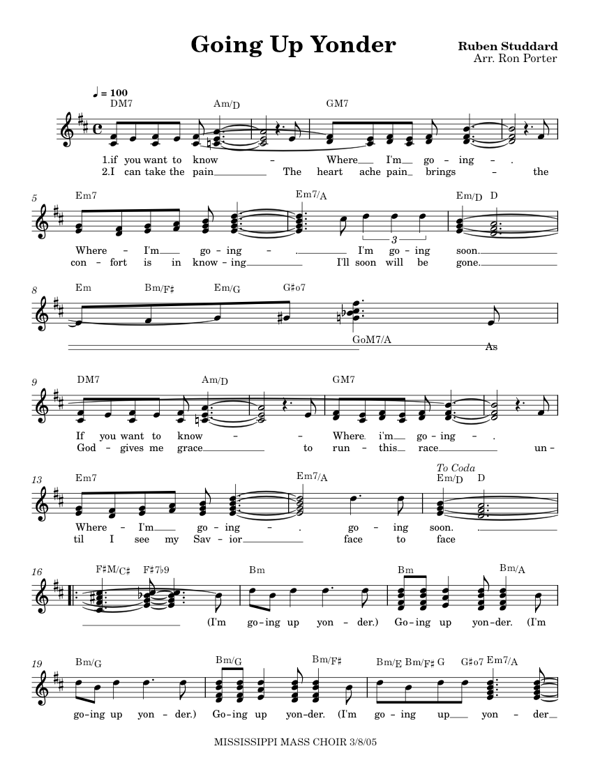 Going Up Yonder_rp Sheet music for Vocals (Church Choir) | Musescore.com