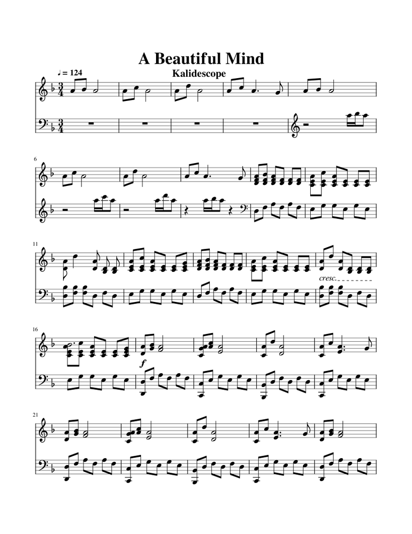 A Beautiful Mind - Kalidescope Sheet music for Drum group (Solo ...
