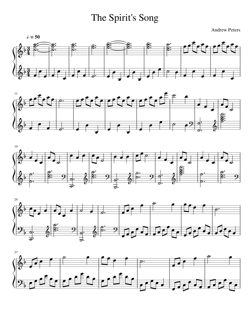 The Spirit's Song Sheet music for Piano (Solo) | Musescore.com